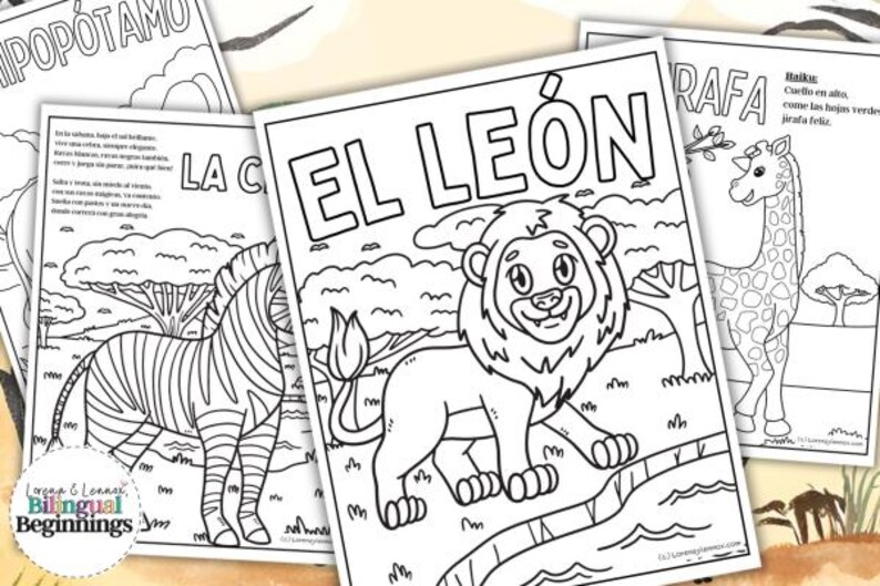 11 Zoo Animals Coloring Pages in Spanish - Etsy