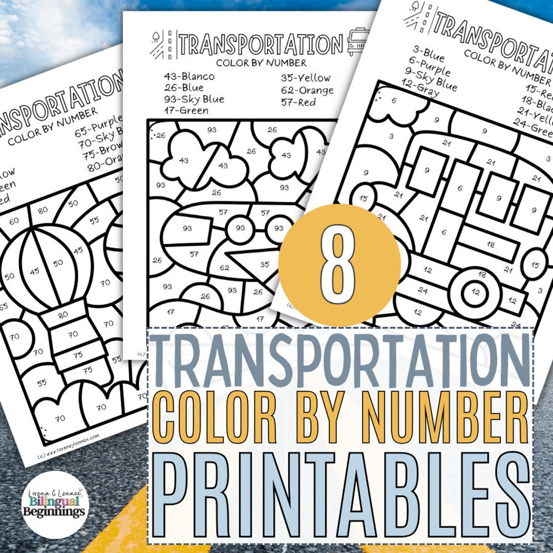 Transportation-themed Color by Number Printables - Engaging Educational ...