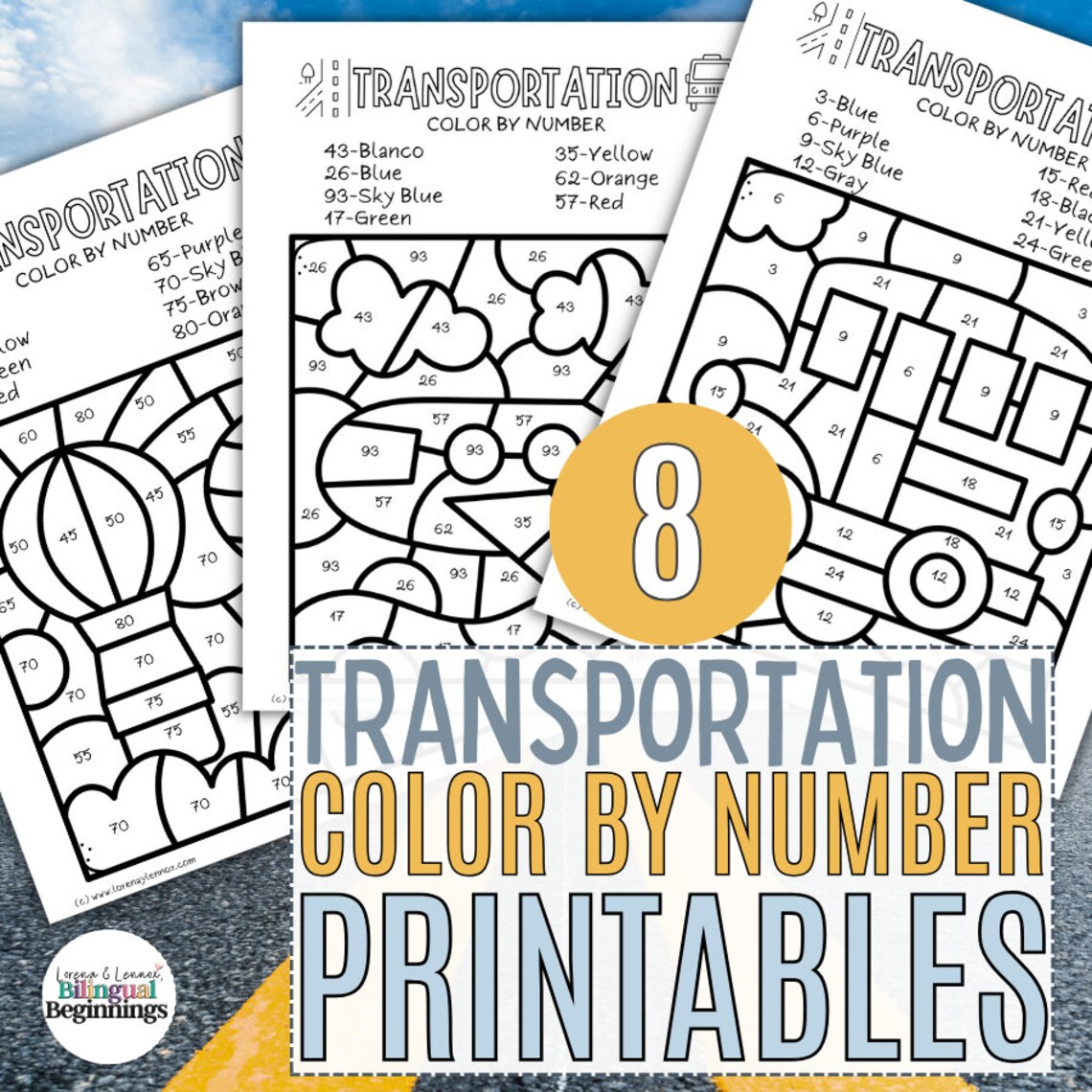 Transportation-themed Color by Number Printables - Engaging Educational ...