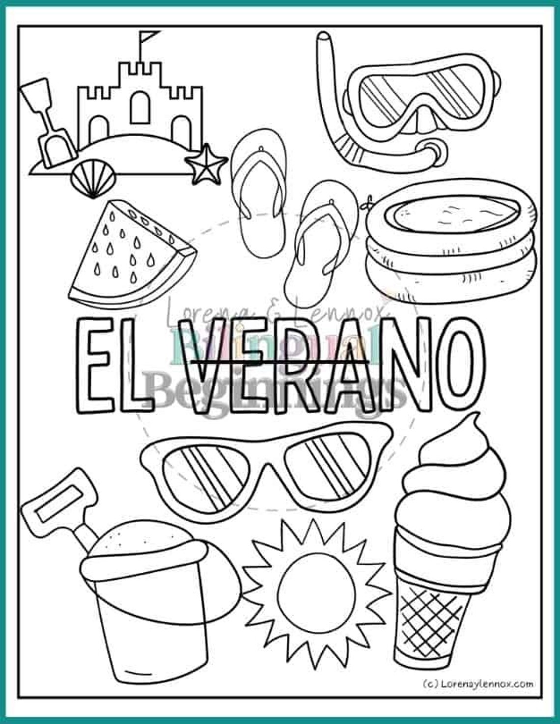 Summer Coloring Pages in Spanish - Etsy