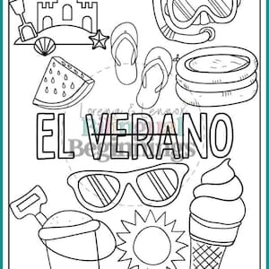 Summer Coloring Pages in Spanish - Etsy
