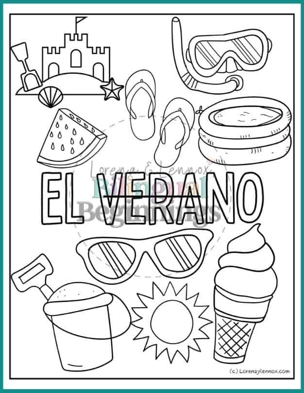 Summer Coloring Pages in Spanish - Etsy