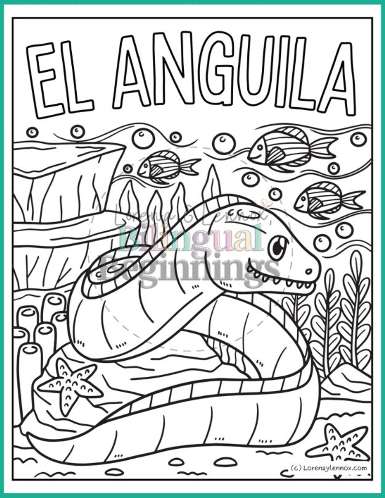 10 Ocean Animals Coloring Pages in Spanish - Etsy