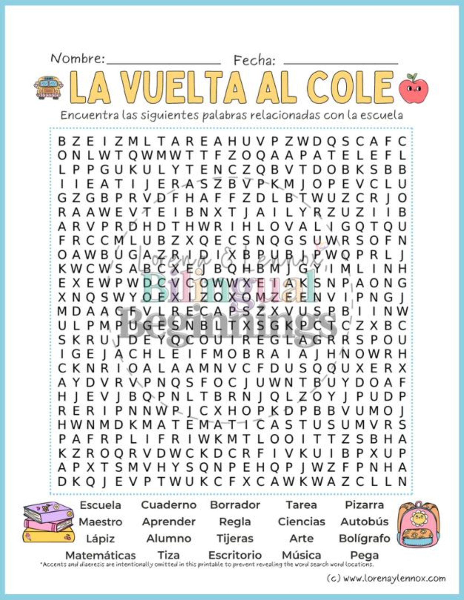 Back-to-school Word Search Printable in Spanish - Etsy