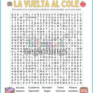 Back-to-school Word Search Printable in Spanish - Etsy