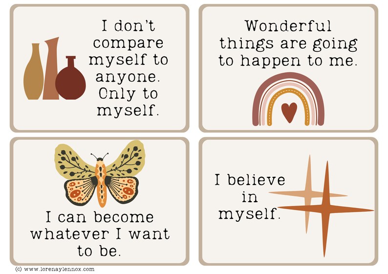 Bohemian-inspired Positive Affirmation Cards - Set of 40 Printable ...
