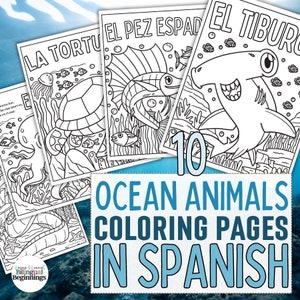 10 Ocean Animals Coloring Pages in Spanish - Etsy
