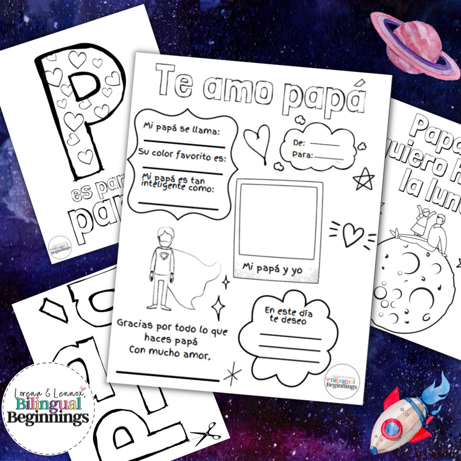 Father's Day Printables in Spanish for Kids - Etsy