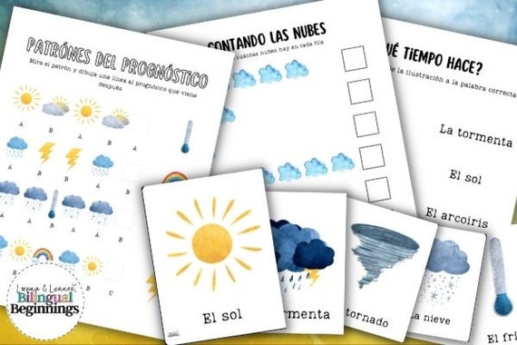 Weather Printable Activities in Spanish | Etsy