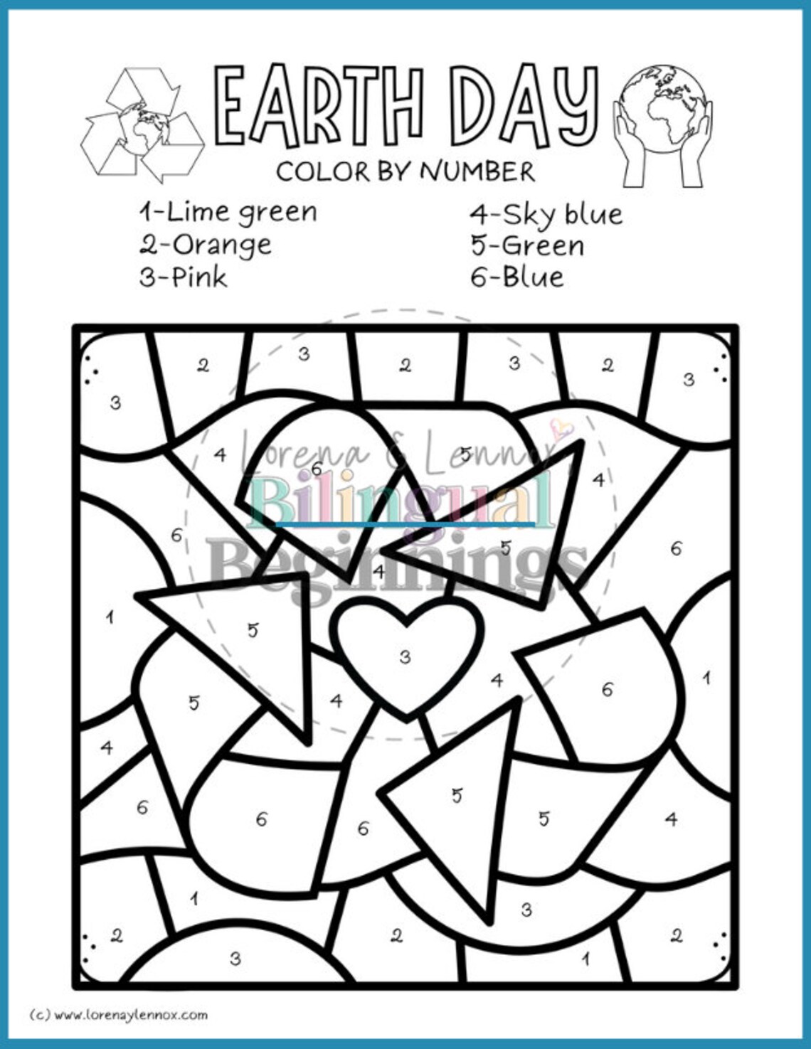 Earth Day Color by Number Printables - English Edition - Etsy
