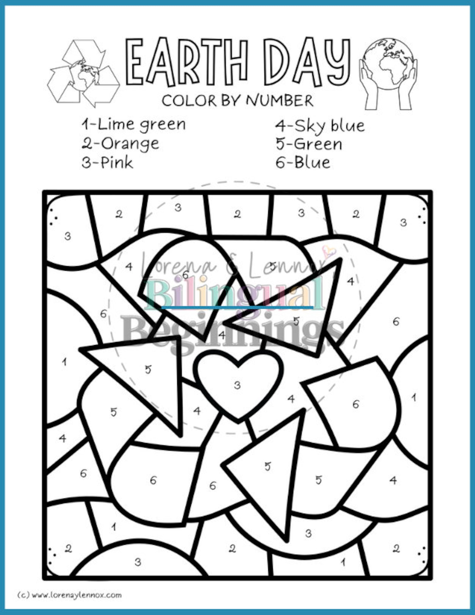 Earth Day Color by Number Printables - English Edition - Etsy