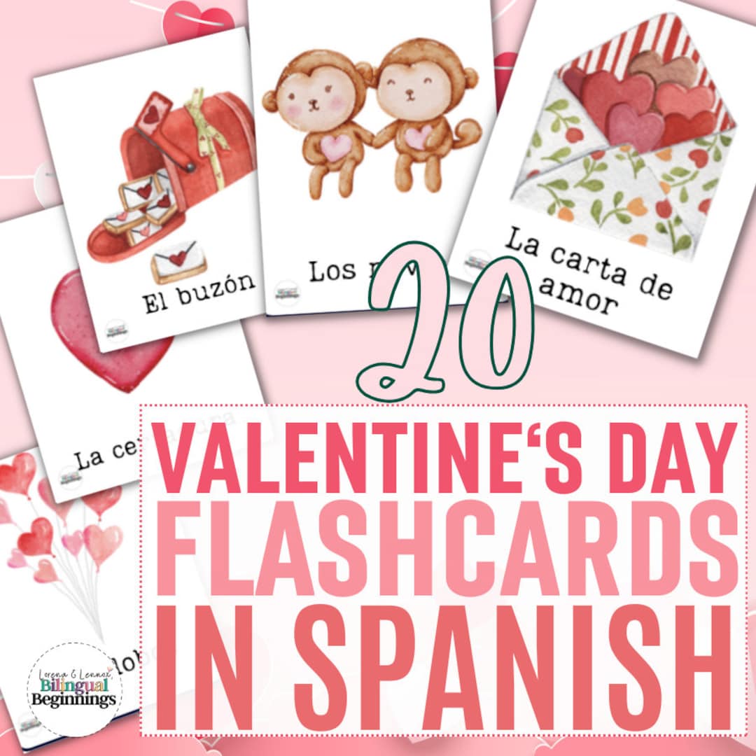20 Valentine's Day Flashcards in Spanish! - Etsy
