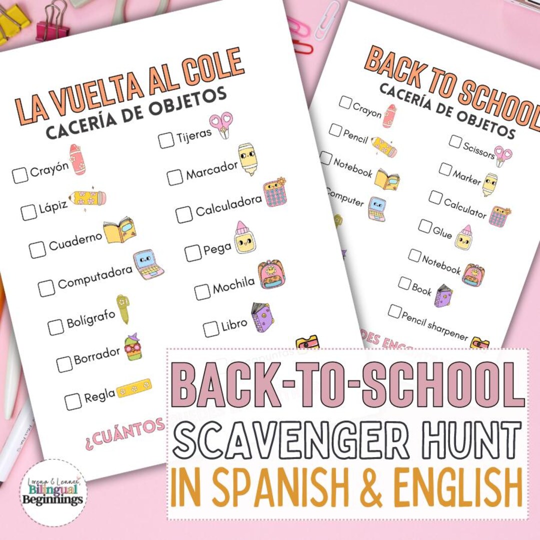 Back-to-school Scavenger Hunt in Spanish and English - Etsy