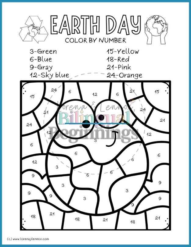 Earth Day Color by Number Printables - English Edition - Etsy