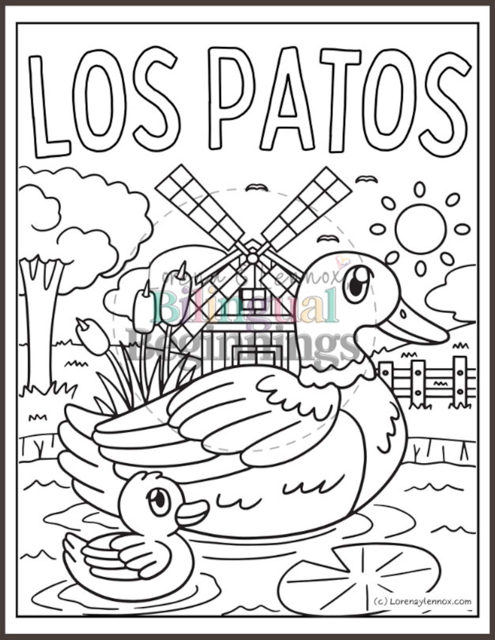 Farm Animal Coloring Pages in Spanish - Set of 10 - Etsy