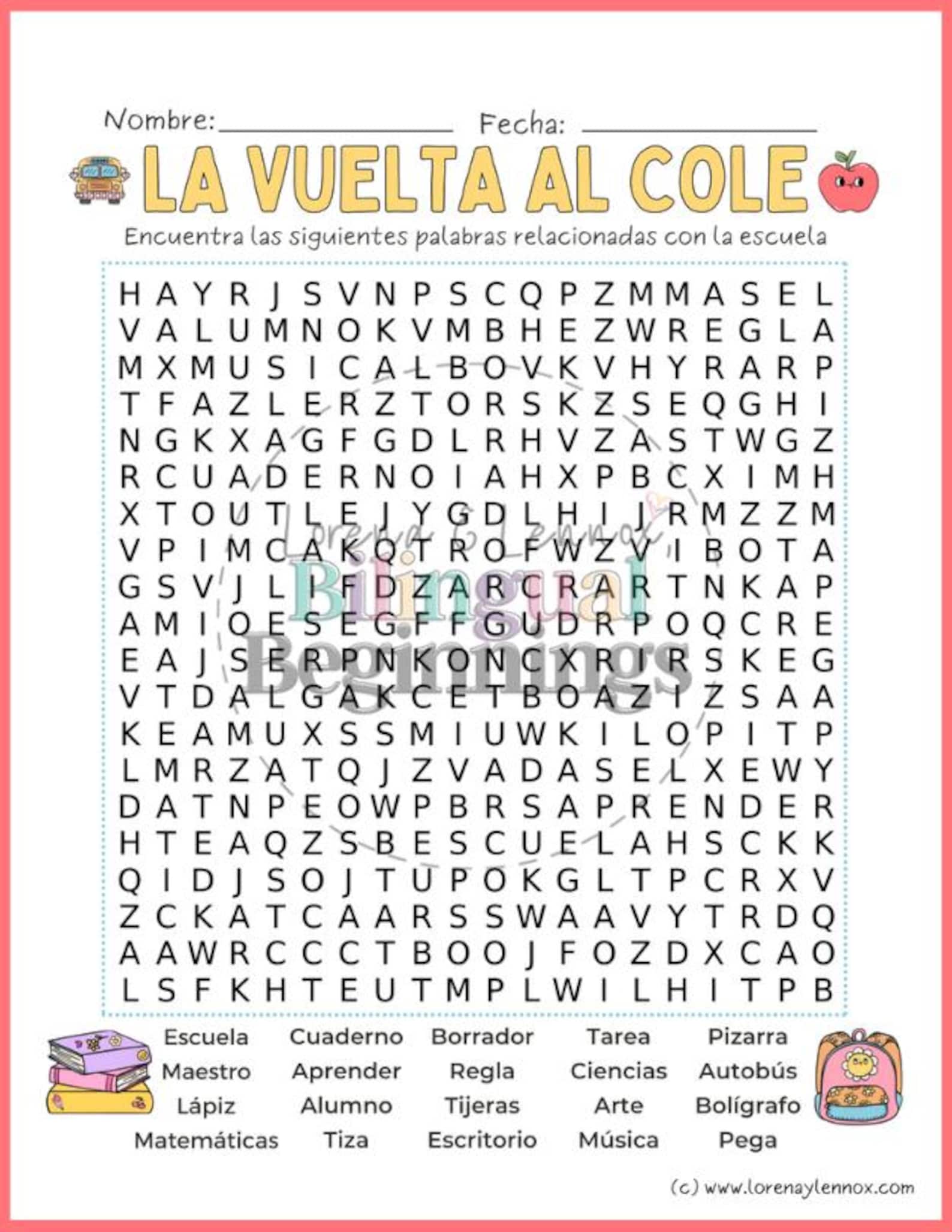 Back-to-school Word Search Printable in Spanish - Etsy