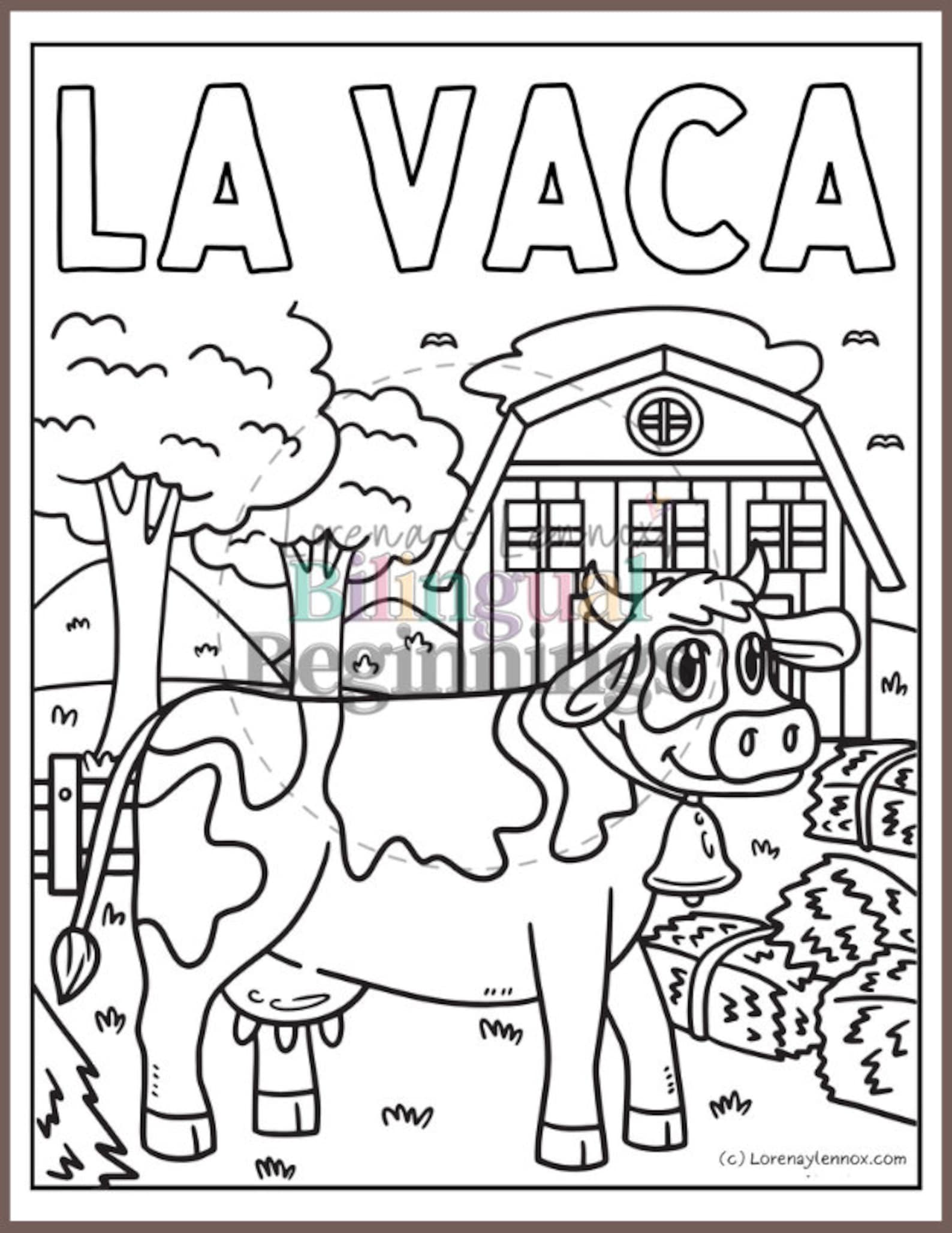 Farm Animal Coloring Pages in Spanish - Set of 10 - Etsy