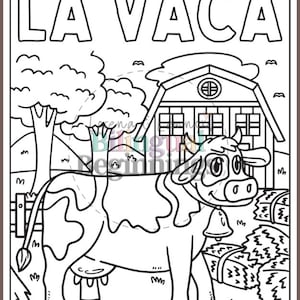 Farm Animal Coloring Pages in Spanish - Set of 10 - Etsy