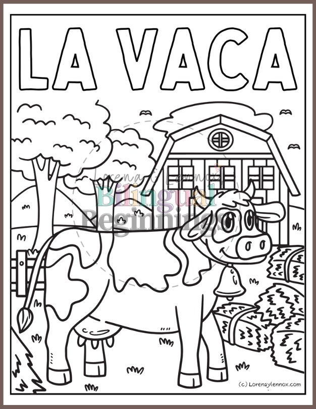 Farm Animal Coloring Pages in Spanish - Set of 10 - Etsy UK