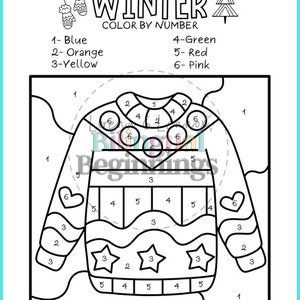 Winter Color by Number Printables - Etsy