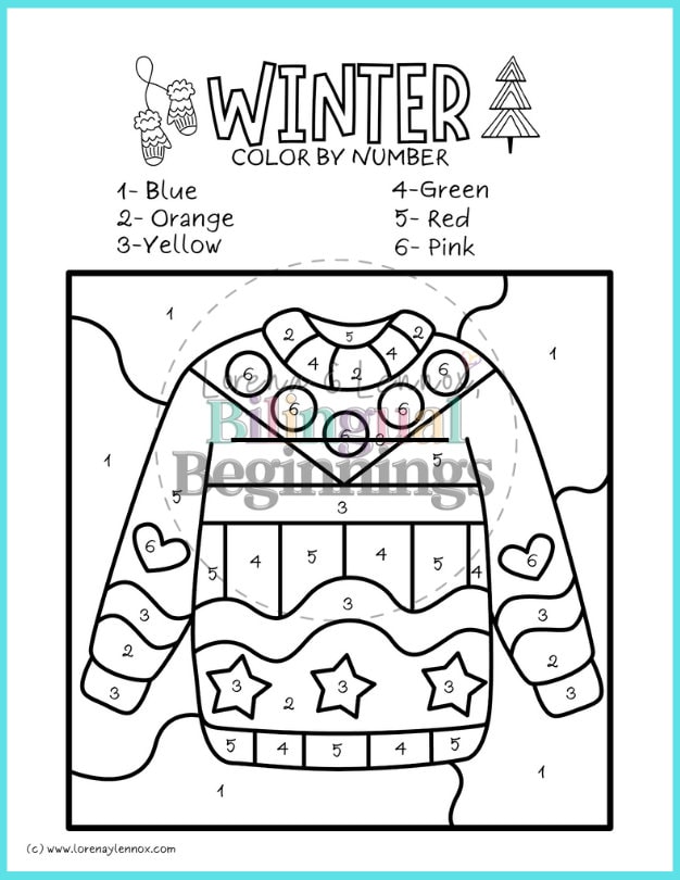 Winter Color by Number Printables - Etsy