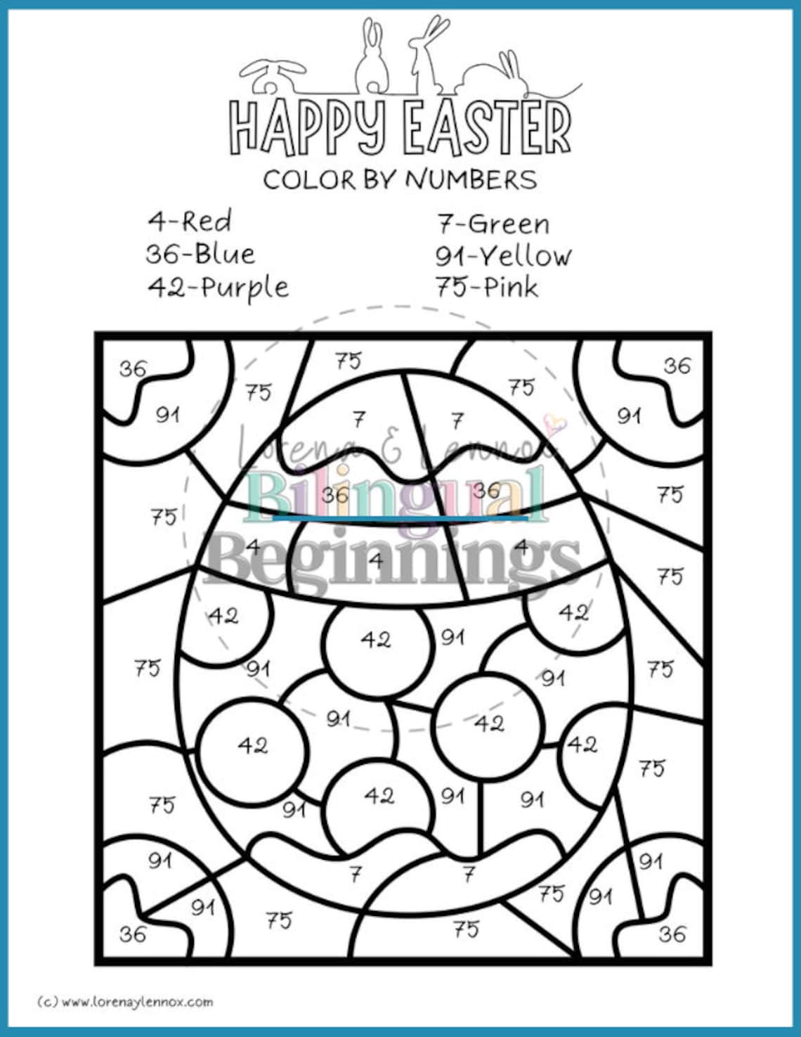 Easter Color by Number Printables (ENGLISH) - Etsy