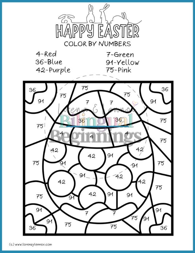 Easter Color by Number Printables (ENGLISH) - Etsy