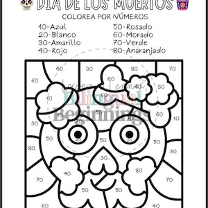 8 Day of the Dead Color by Number Printables in Spanish - Etsy