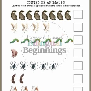 Forest Animals Printable Worksheets and Flash Cards in Spanish - Etsy