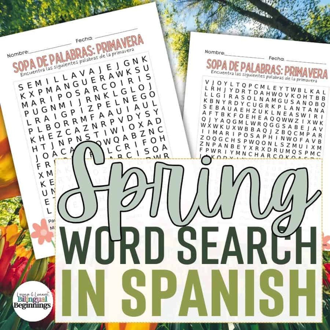 Spring Word Search in Spanish - Etsy