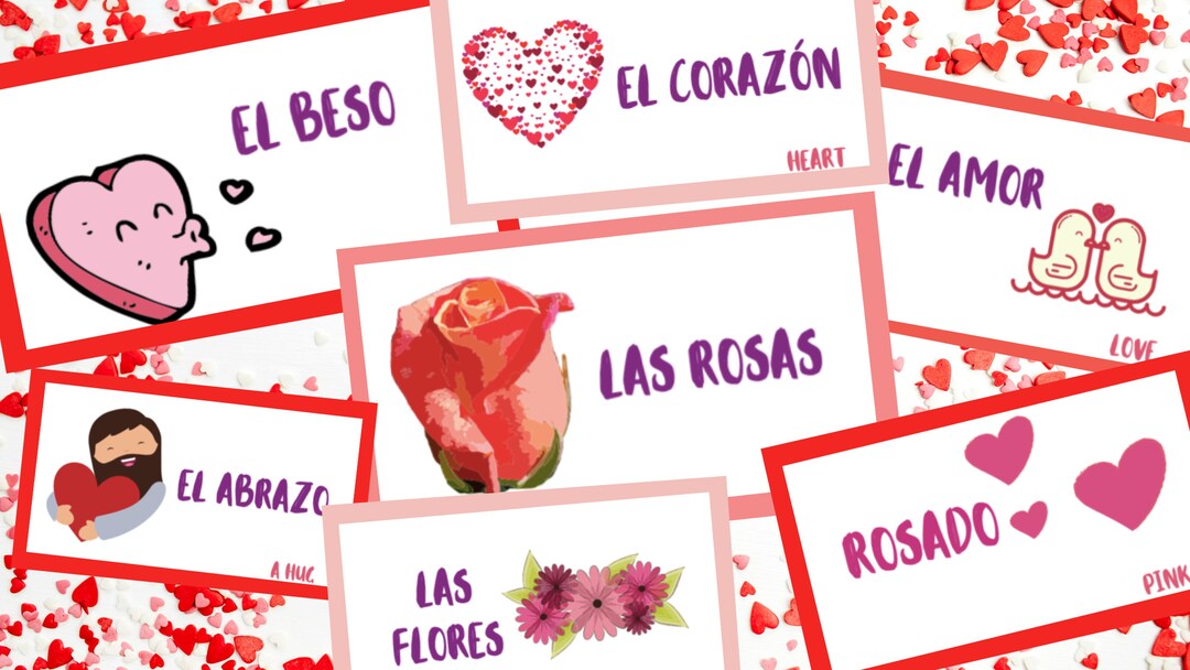 Valentine's Day Flashcards in Spanish - Etsy