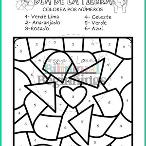 Earth Day Color by Number Printables in Spanish - Etsy