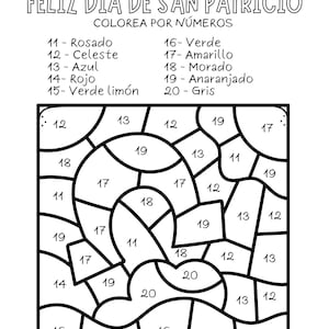 St. Patrick’s Day Color by Number in Spanish - Etsy