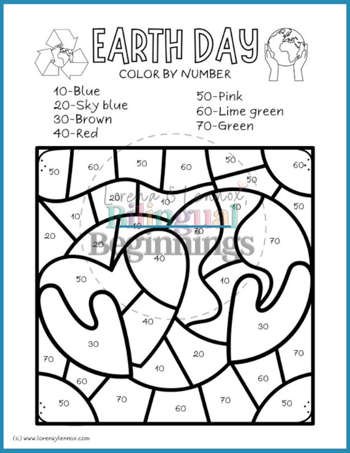 Earth Day Color by Number Printables - English Edition - Etsy