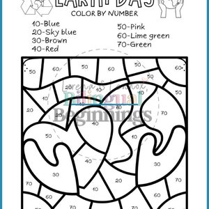 Earth Day Color by Number Printables - English Edition - Etsy