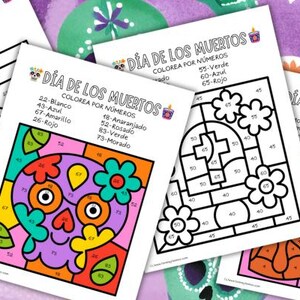 8 Day of the Dead Color by Number Printables in Spanish - Etsy