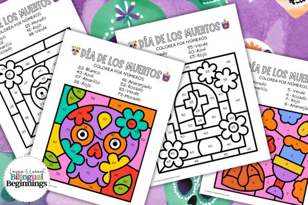 8 Day of the Dead Color by Number Printables in Spanish - Etsy