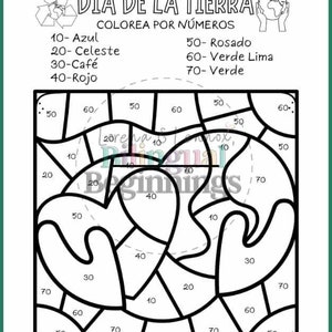 Earth Day Color by Number Printables in Spanish - Etsy