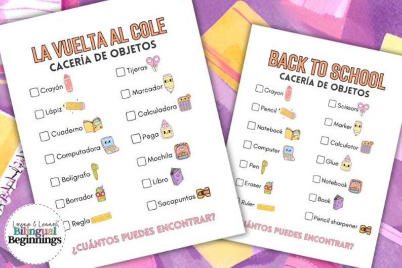 Back-to-school Scavenger Hunt in Spanish and English - Etsy