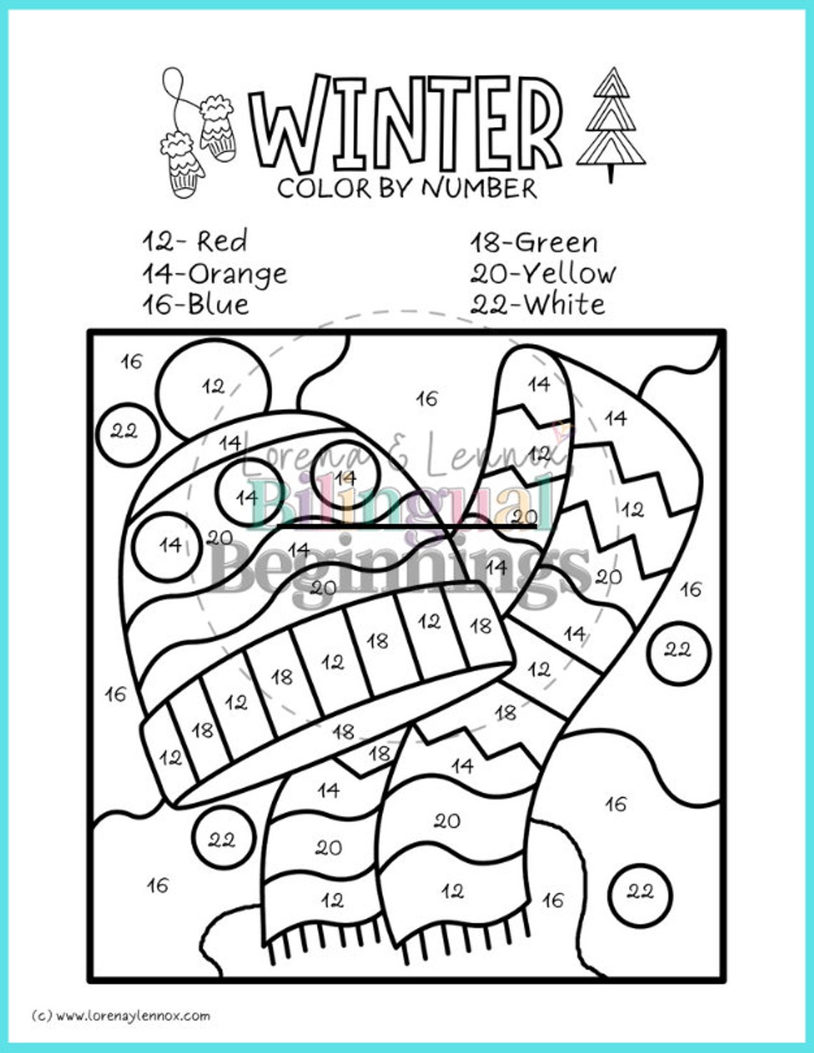 Winter Color by Number Printables - Etsy