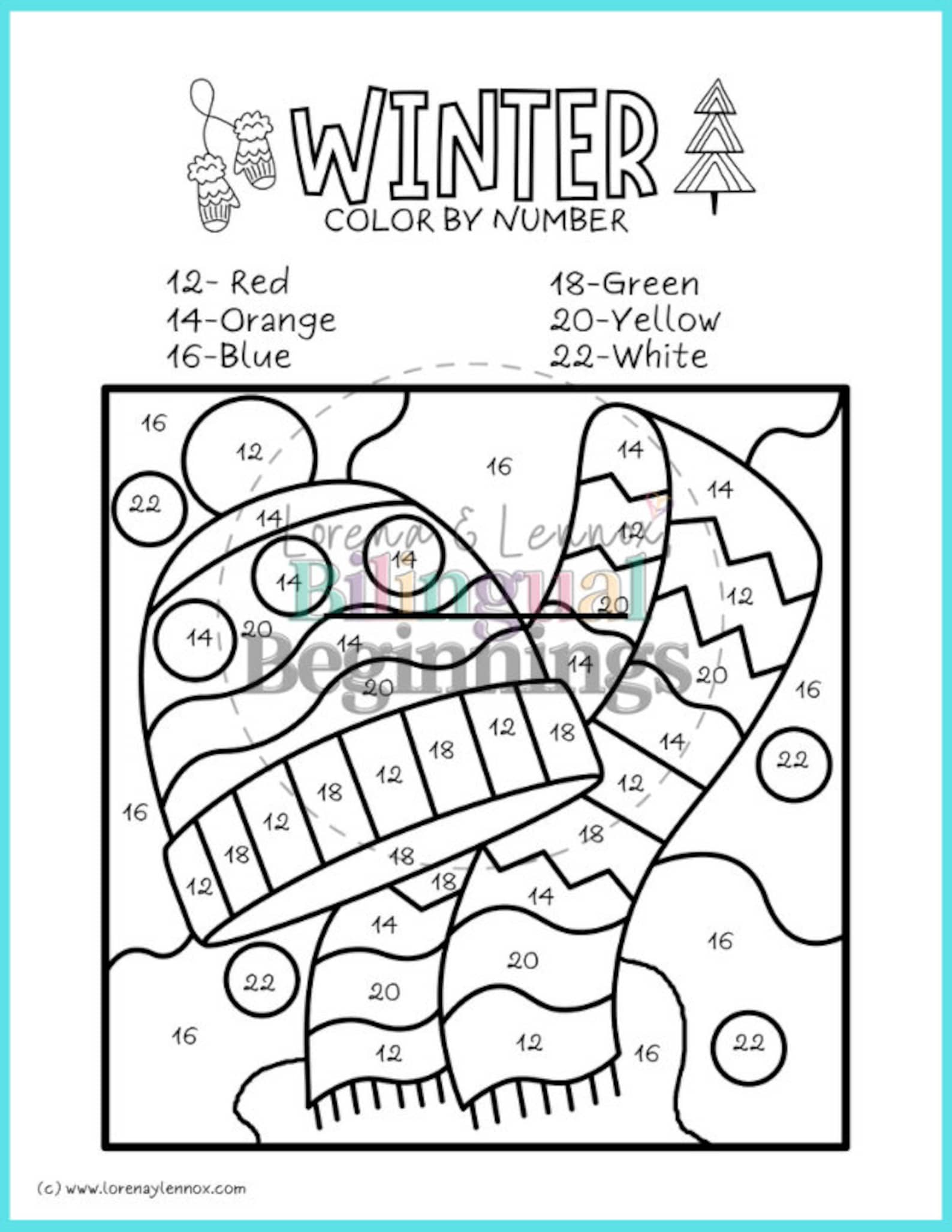 Winter Color by Number Printables - Etsy