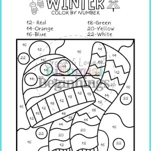 Winter Color by Number Printables - Etsy
