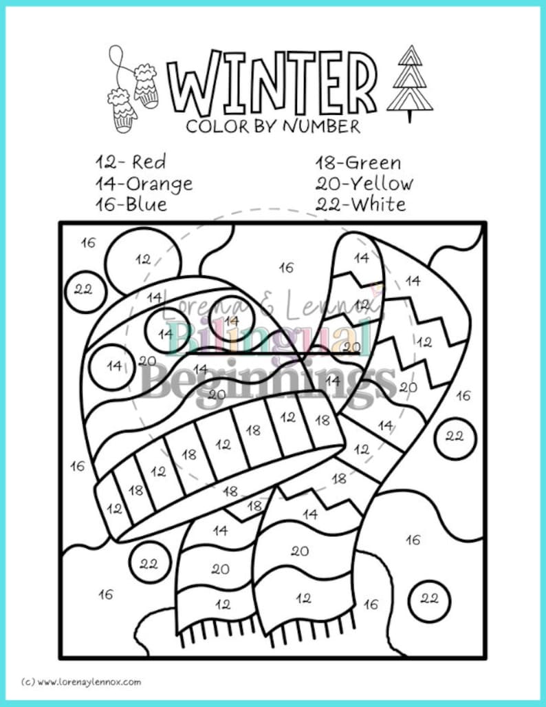 Winter Color by Number Printables - Etsy