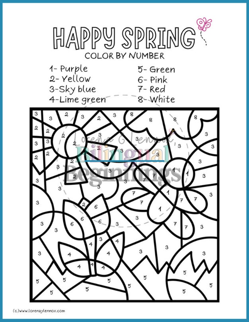 Spring Color by Number Printables - Fun for All Ages! - Etsy