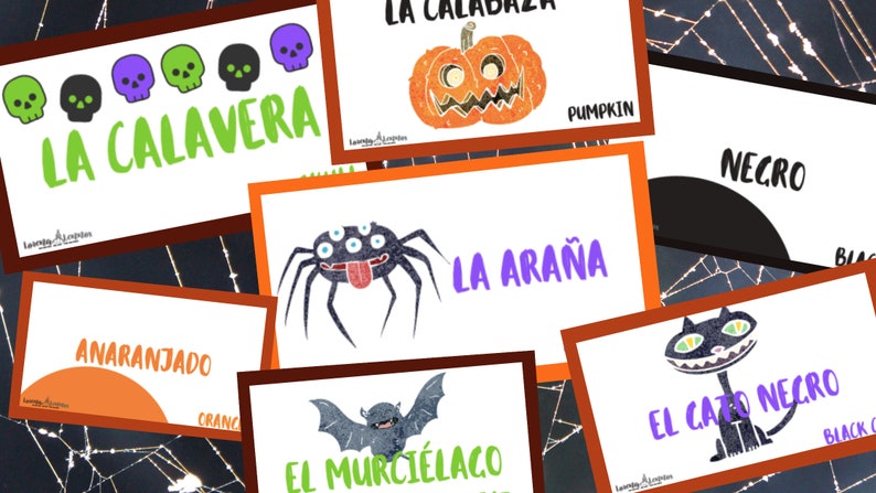 Halloween Flashcards in Spanish - Etsy