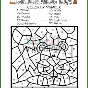 Groundhog Day Color by Number Printables (english) - Etsy