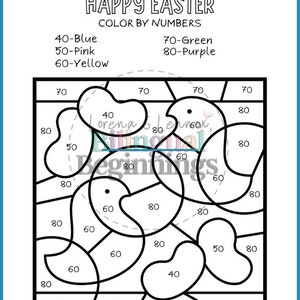 Easter Color by Number Printables (ENGLISH) - Etsy