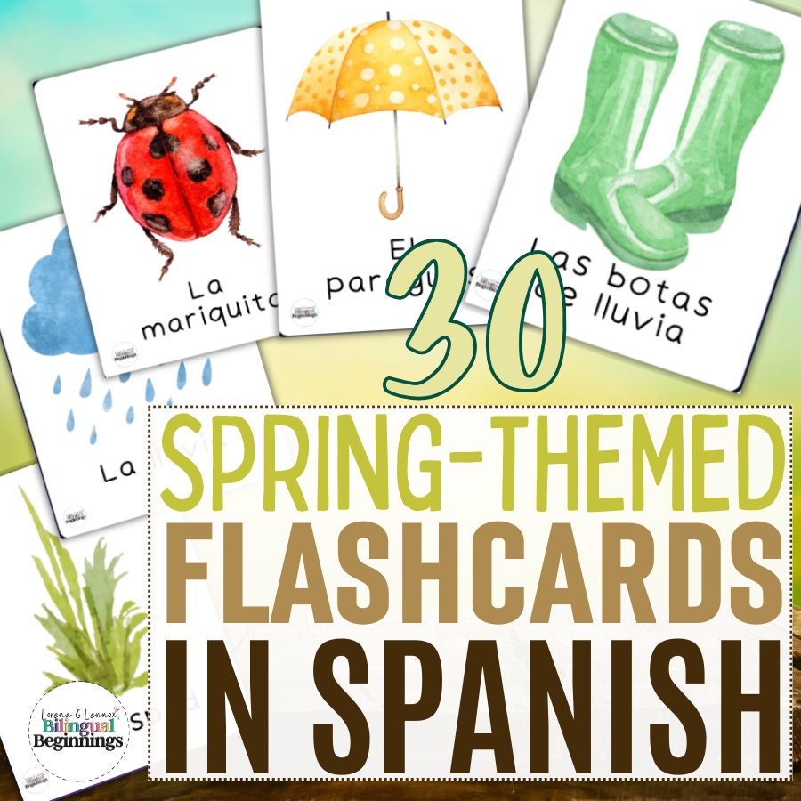 30 Spring Flashcards in Spanish - Etsy