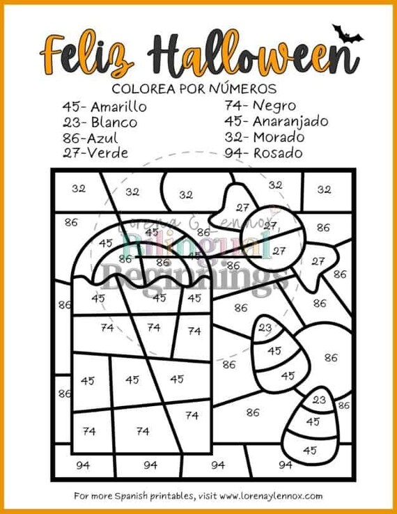 Hojas De Trabajo Para Colorear Por Números De Halloween