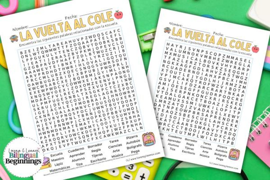 Back-to-school Word Search Printable in Spanish - Etsy